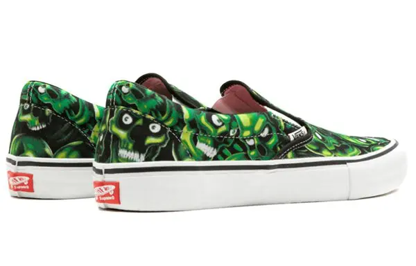 VANS Supreme X Slip-on 'glow-in-the-dark Skull Pile - Black