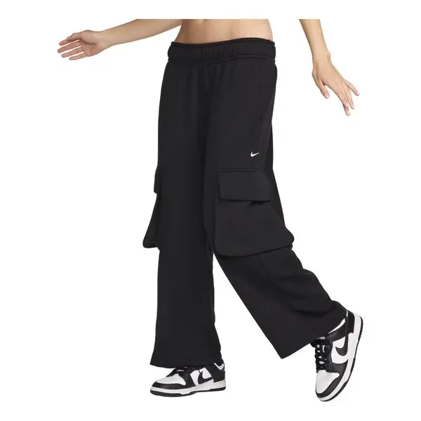 Nike Low Rise Oversized French Terry Pants - Light British Tan/black