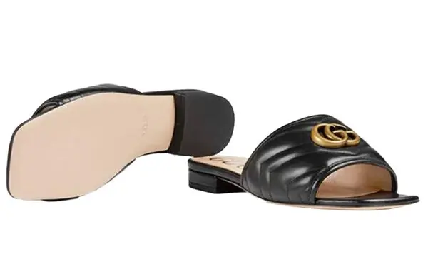 Gucci Double G Quilted Leather Slides