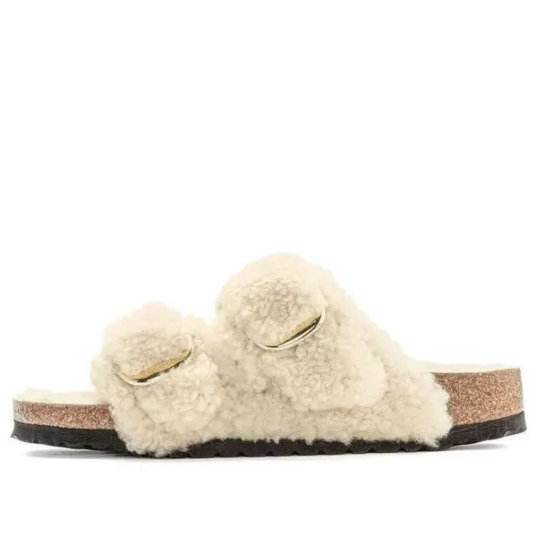 BIRKENSTOCK Arizona Big Buckle Shearling Slides - Ivory