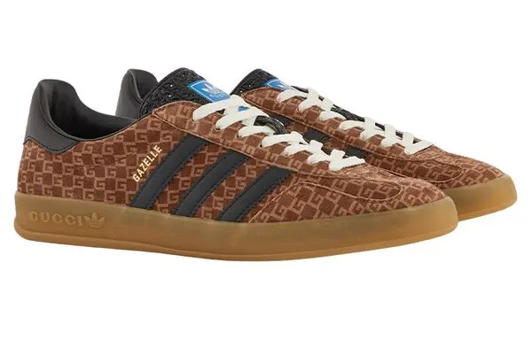 Gucci X Adidas Gazelle "square Gg Monogram" Sneakers - Brown/black