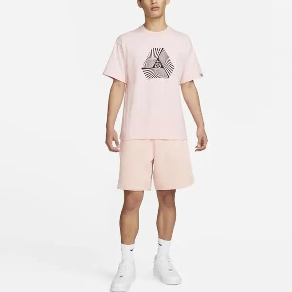 Nike Geometry Pattern Printing Round Neck Pullover Short Sleeve Pink T-shirt - Default Colorway