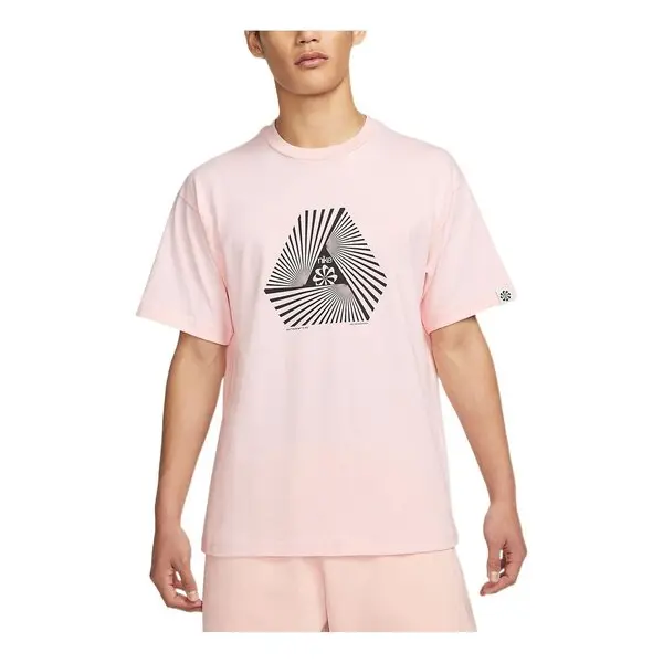 Nike Geometry Pattern Printing Round Neck Pullover Short Sleeve Pink T-shirt - Default Colorway