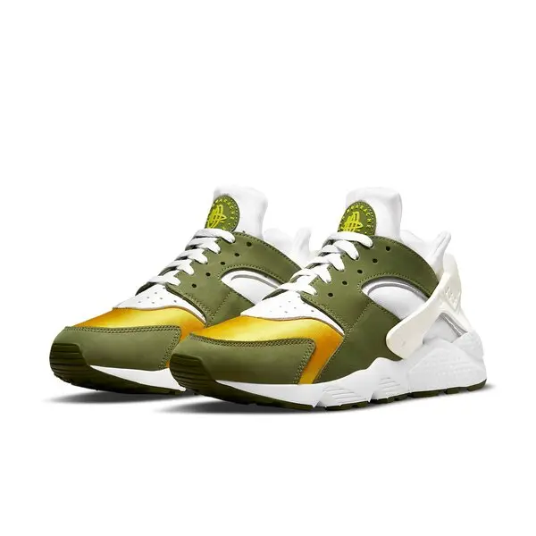 Nike X Stussy Air Huarache Le 'dark Olive' 2021 - White/green/yellow