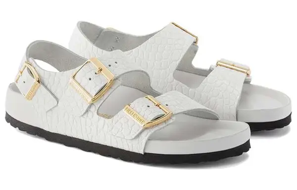 BIRKENSTOCK Milano Embossed Leather Sandals - White