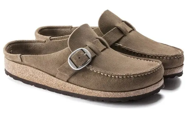 BIRKENSTOCK Buckley Suede Leather Clogs - Tan