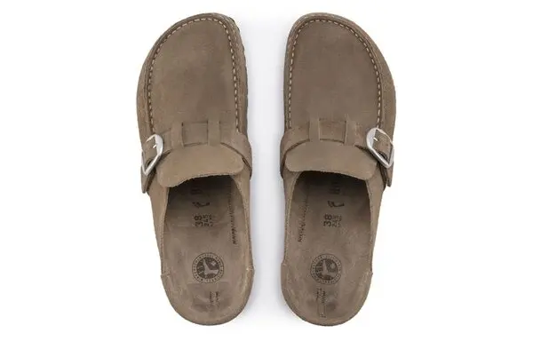 BIRKENSTOCK Buckley Suede Leather Clogs - Tan