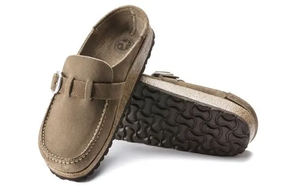 BIRKENSTOCK Buckley Suede Leather Clogs - Tan