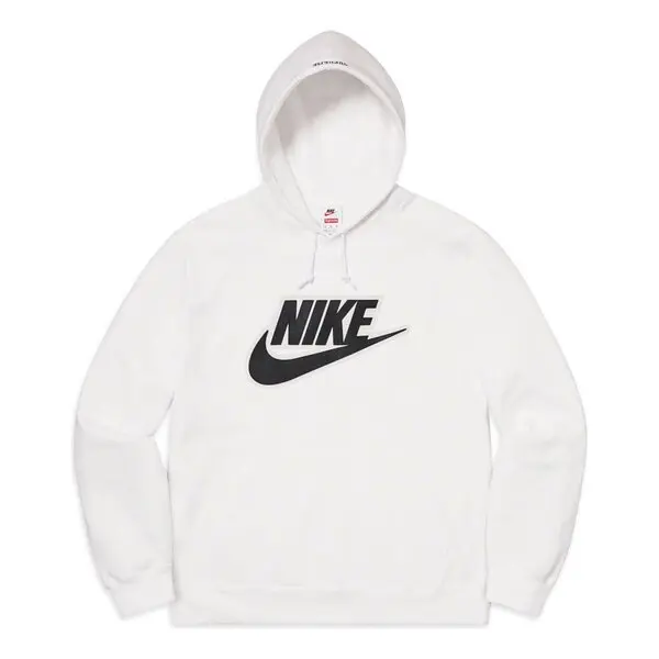 Nike X Supreme Leather Appliqué Hoodie - White/black