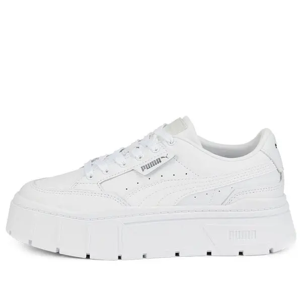 PUMA Mayze Stack Leather Platform Sneakers - White