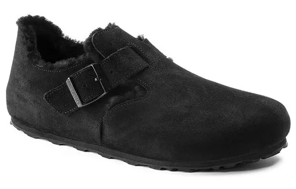 BIRKENSTOCK London Shearling Suede Leather Sandals - Black