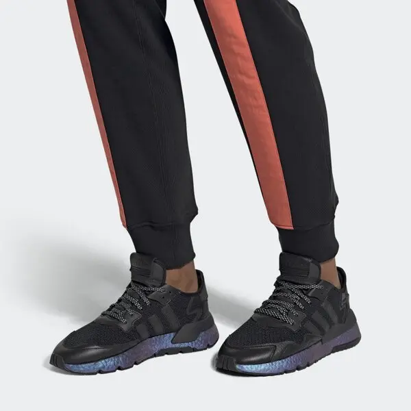 Adidas Nite Jogger "metallic Blue Boost" Low Top Sneakers - Core Black/carbon