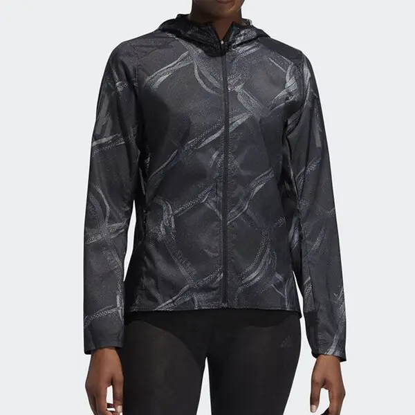 Adidas Training Sports Hooded Jacket With Abstract Print