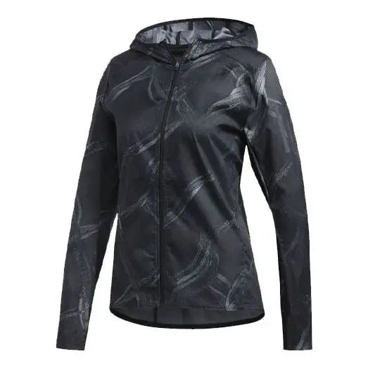 Adidas Training Sports Hooded Jacket With Abstract Print