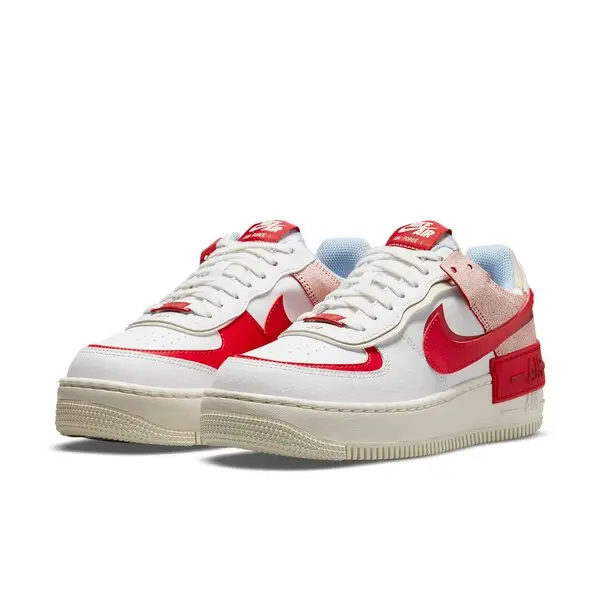 Nike Force 1 Shadow Cracked Leather Sneakers - White/red/blue
