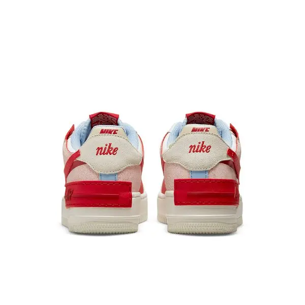Nike Force 1 Shadow Cracked Leather Sneakers - White/red/blue
