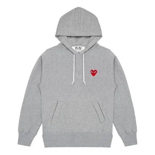 Play Comme Des Garcon Hoodie With Heart Logo - Grey