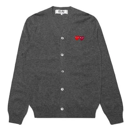 Play Comme Des Garcon Cardigan Double Emblem - Grey