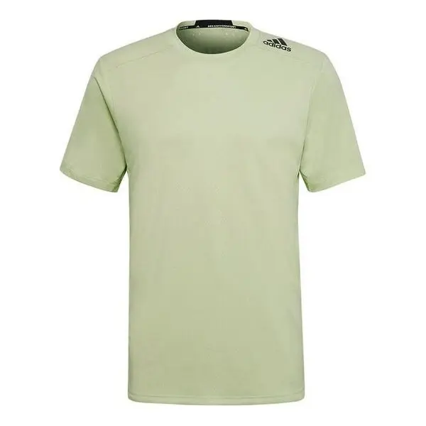 Adidas Solid Color Logo Printing Round Neck Short Sleeve Green T-shirt - Multi-color