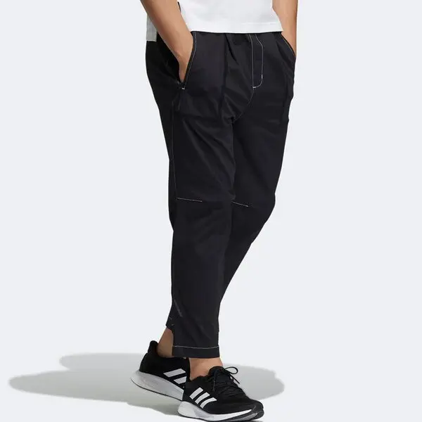 Adidas Side Logo Knit Athleisure Casual Sports Pants Black - Multi-color