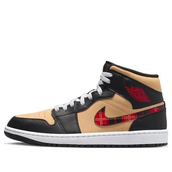 JORDAN 1 Mid Se "tartan Swoosh - Black/brown/red