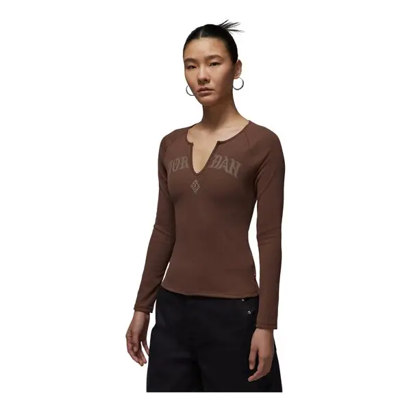 JORDAN Long Sleeve Knit Top - Light Chocolate