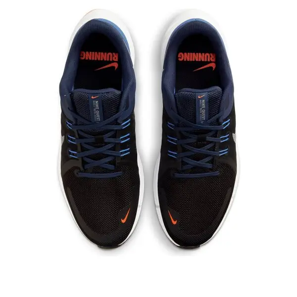 Nike Quest 4 Low Top Athletic Sneakers - Black/blue/white
