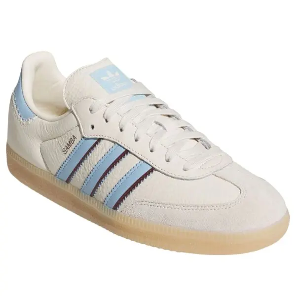 Adidas Samba Lace Up Sneakers - Wonder White/celestial Blue