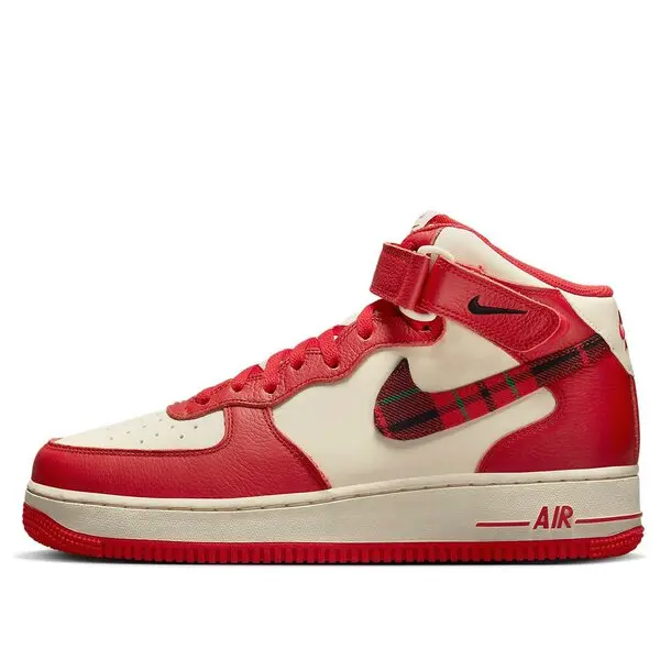 Nike Force 1 Mid '07 Lx 'red Plaid' Sneakers - Whitered
