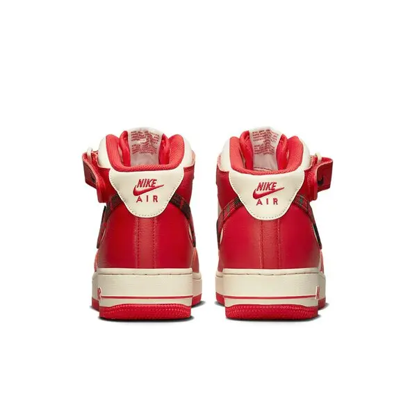 Nike Force 1 Mid '07 Lx 'red Plaid' Sneakers - Whitered