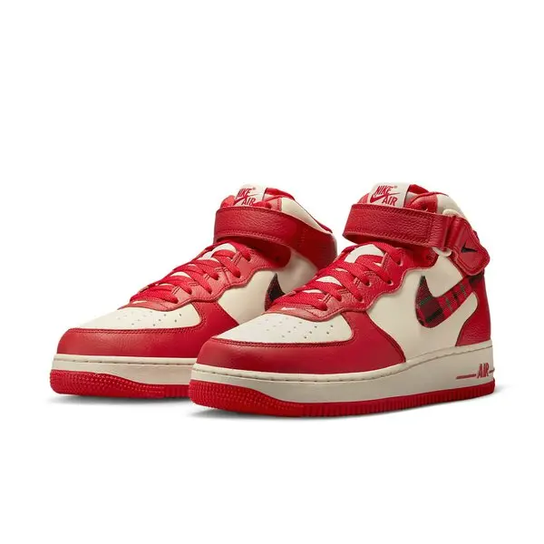 Nike Force 1 Mid '07 Lx 'red Plaid' Sneakers - Whitered