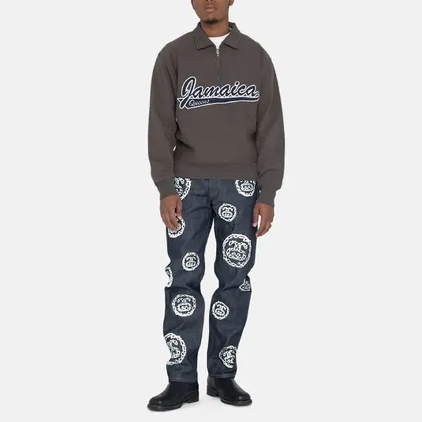 StÜssy X Denim Tears Half Zip Fleece 'charcoal