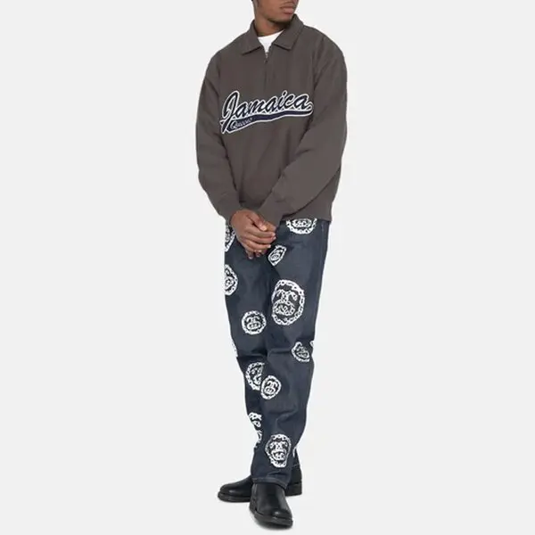 StÜssy X Denim Tears Half Zip Fleece 'charcoal