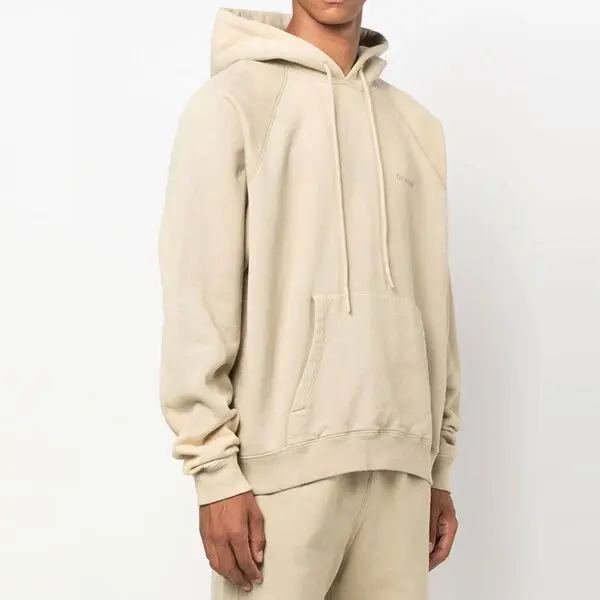 Off-White Back Stripe Pattern Printing Pullover Hooded Long Sleeves Loose Fit