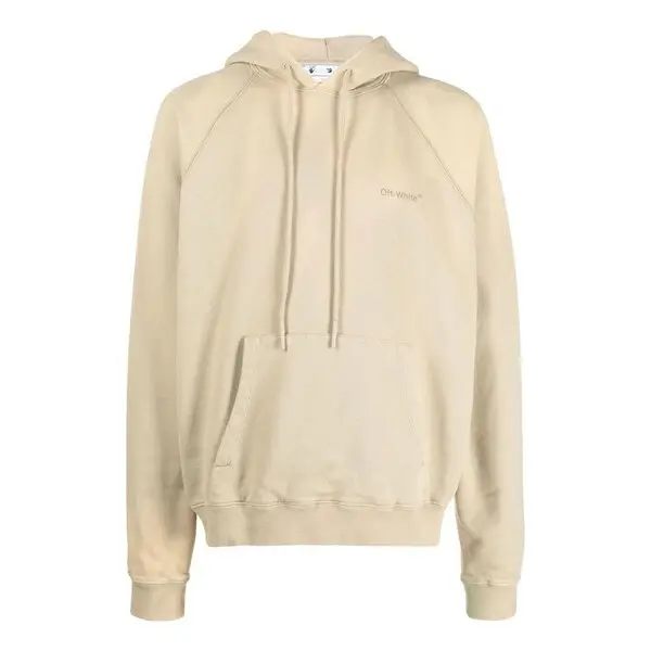 Off-White Back Stripe Pattern Printing Pullover Hooded Long Sleeves Loose Fit - Default Color