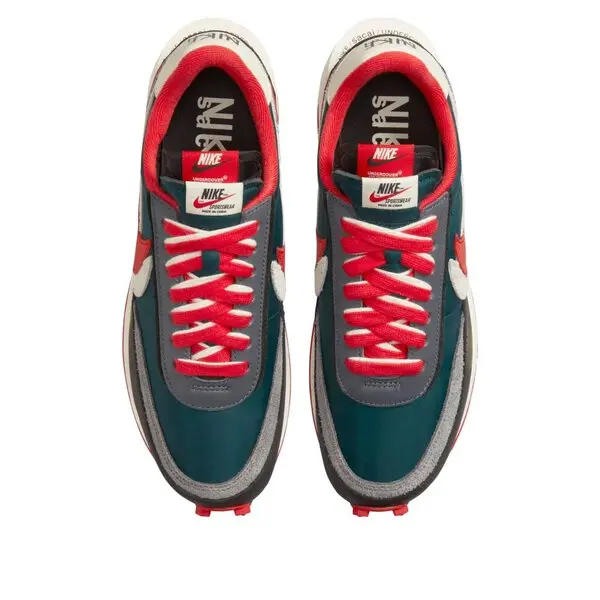 Nike X Sacai X Undercover Ld Waffle "midnight Spruce University Red" Sneakers - Green/black/red