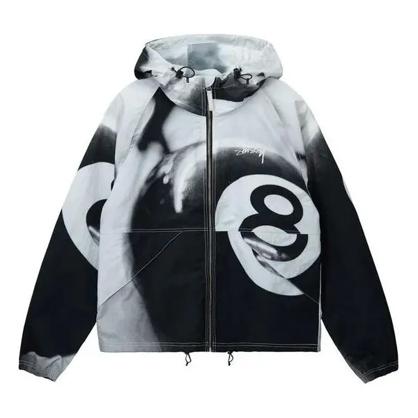 StÜssy 8 Ball Beach Shell Jacket - White/black