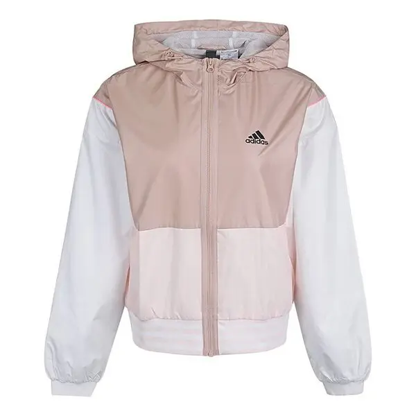 Adidas Neo Block Colorblock Logo Windbreaker Jacket - Pink