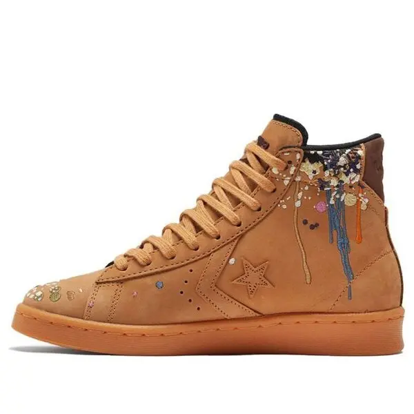 CONVERSE Bandulu X Pro Leather High 'paint Splatter Flux - Brown/pink