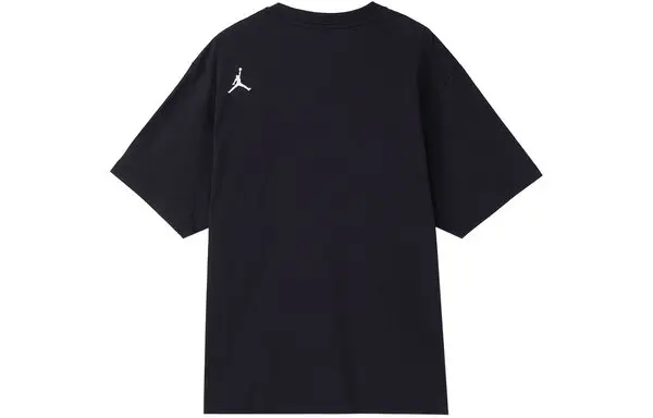 JORDAN 23 Engineered Solid Color Pocket Round Neck Casual Short Sleeve Black