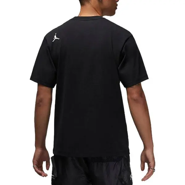 JORDAN 23 Engineered Solid Color Pocket Round Neck Casual Short Sleeve Black