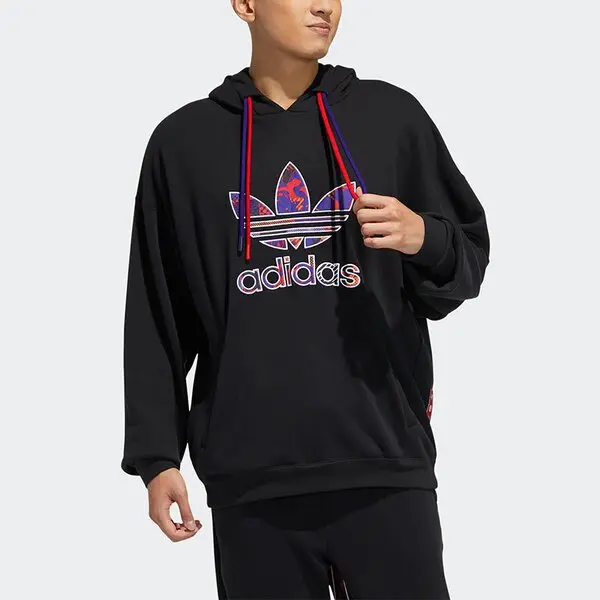 Adidas Originals Graphic Logo Drawstring Hoodie - Black