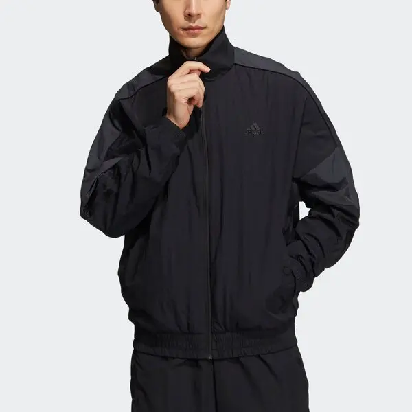 Adidas Logo Alphabet Stand Collar Zip-up Jacket