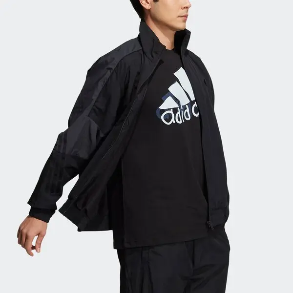 Adidas Logo Alphabet Stand Collar Zip-up Jacket