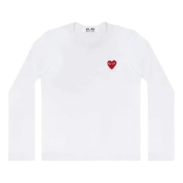 Play Comme Des Garcon Emblem Long Sleeve T-shirt - White