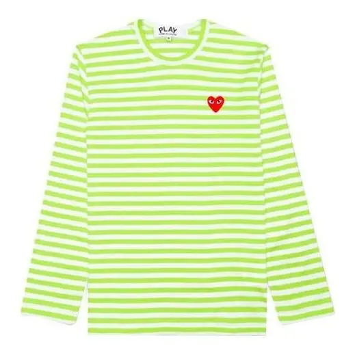 Play Comme Des Garcon Striped Long-sleeve Shirt - Green