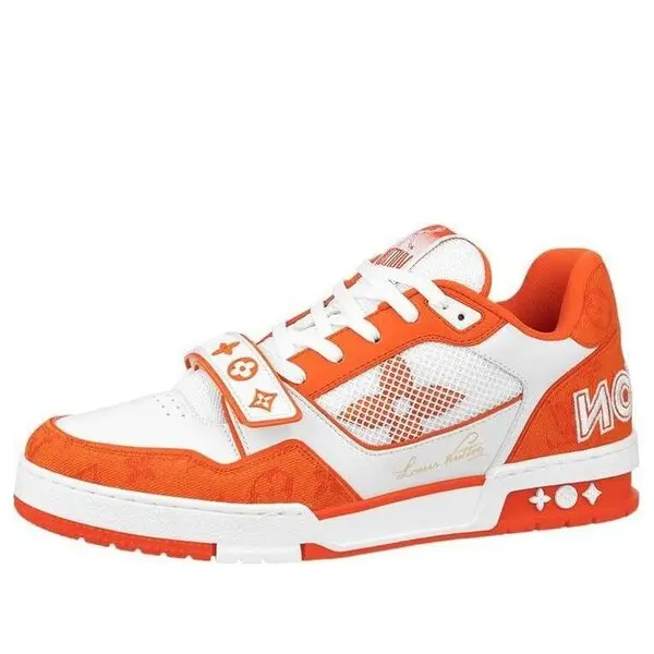 LOUIS VUITTON Trainer High Top Sneakers - White/orange