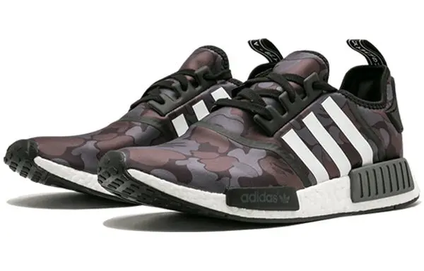 Adidas X A Bathing Ape Nmd_r1 Camouflage Sneakers - Black