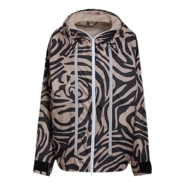 Adidas Stella Mccartney Printed Windbreaker Asia Sizing 'beige Black - Beige/black