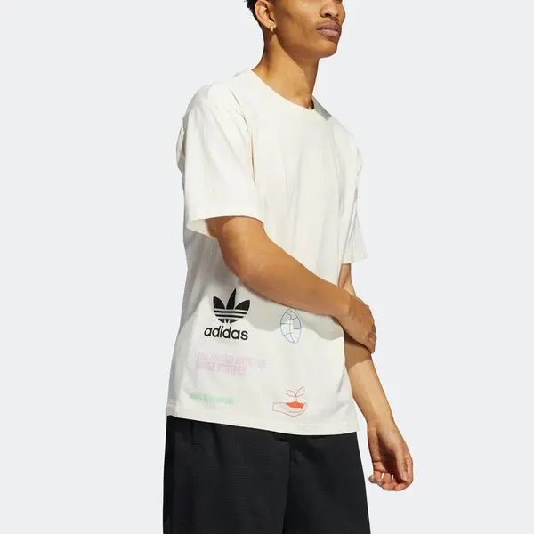 Adidas Made With Nature Multi Logo Tee 'ivory White